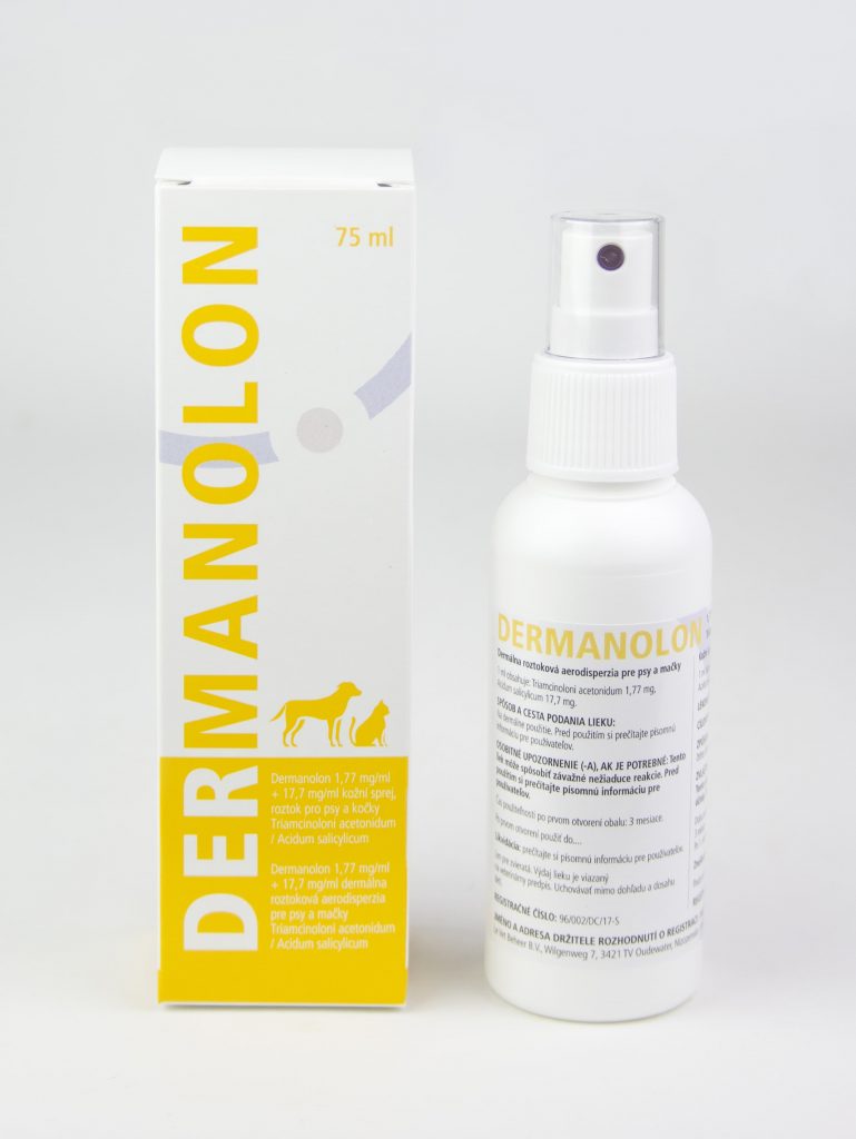 DERMANOLON 1,77 mg/ml+17,7 mg/ml kožní sprej, roztok pro psy a kočky ...